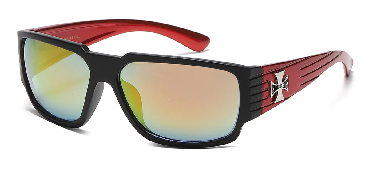 Choppers 6744 Black Red Mirror | Outlaw Biker Motorcycle Iron Cross ...