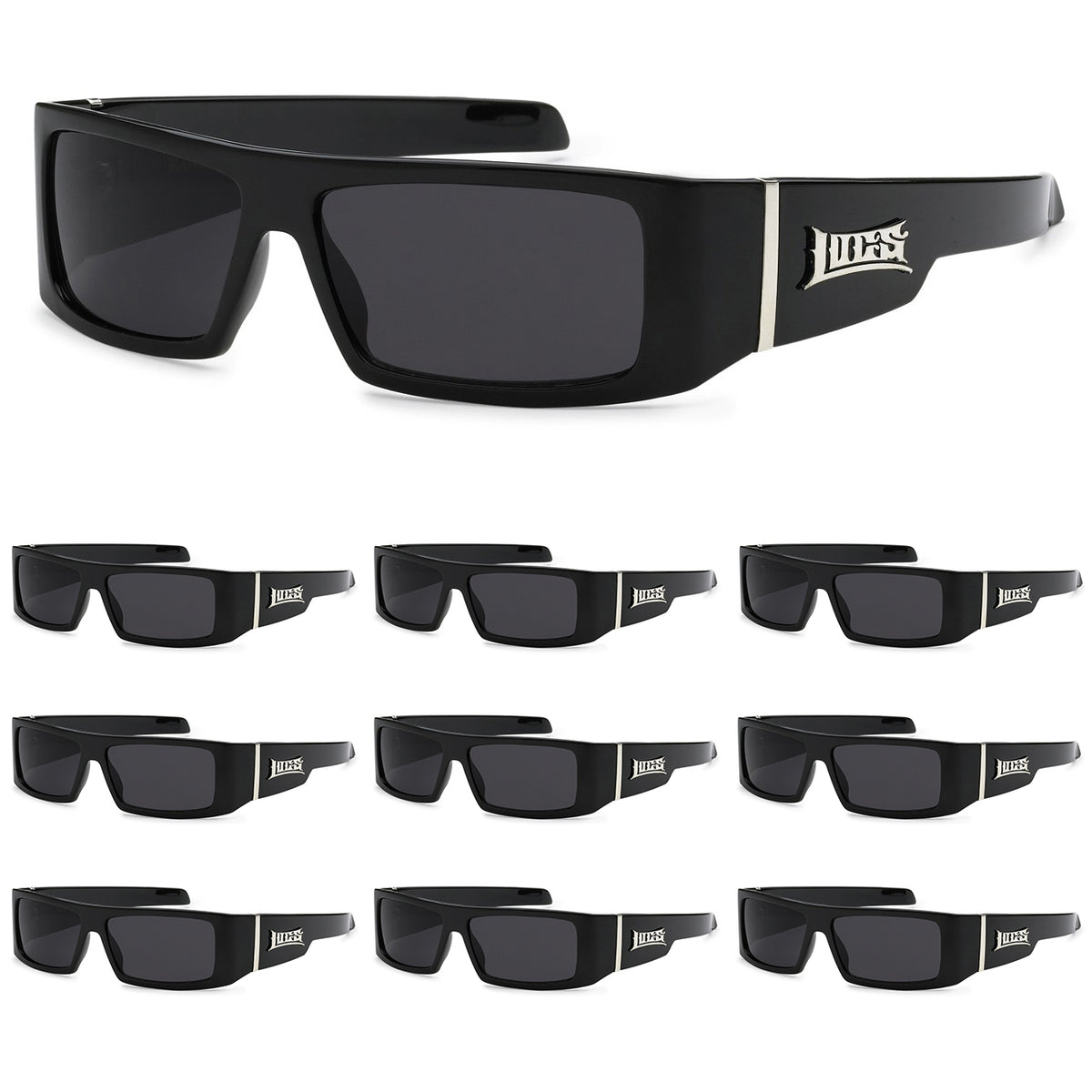 10 PACK Sunglasses in Bulk | LOCS 9058 Black Sunglasses – Godfather Shades