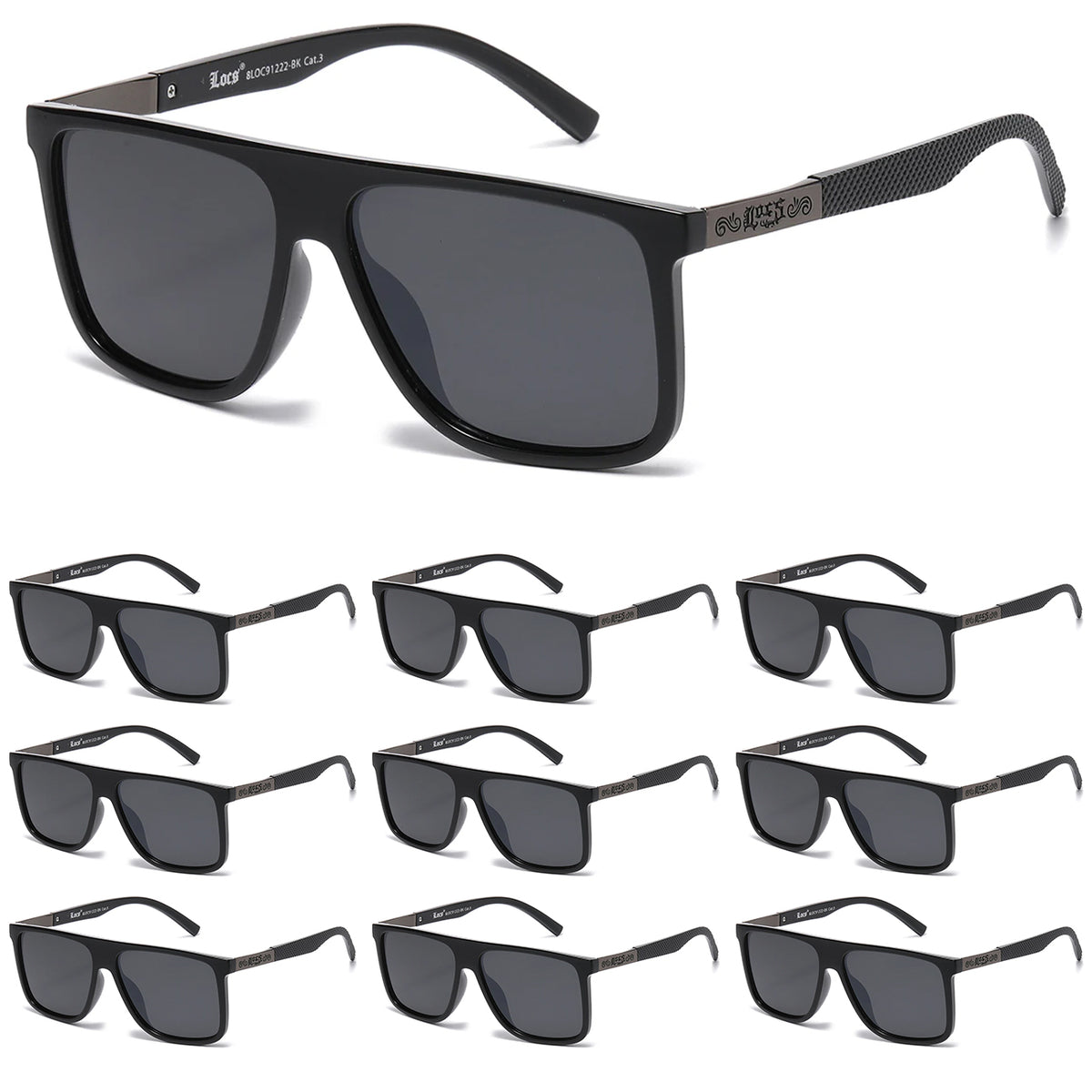 10 PACK Sunglasses in Bulk | LOCS 91222 Black Sunglasses – Godfather Shades
