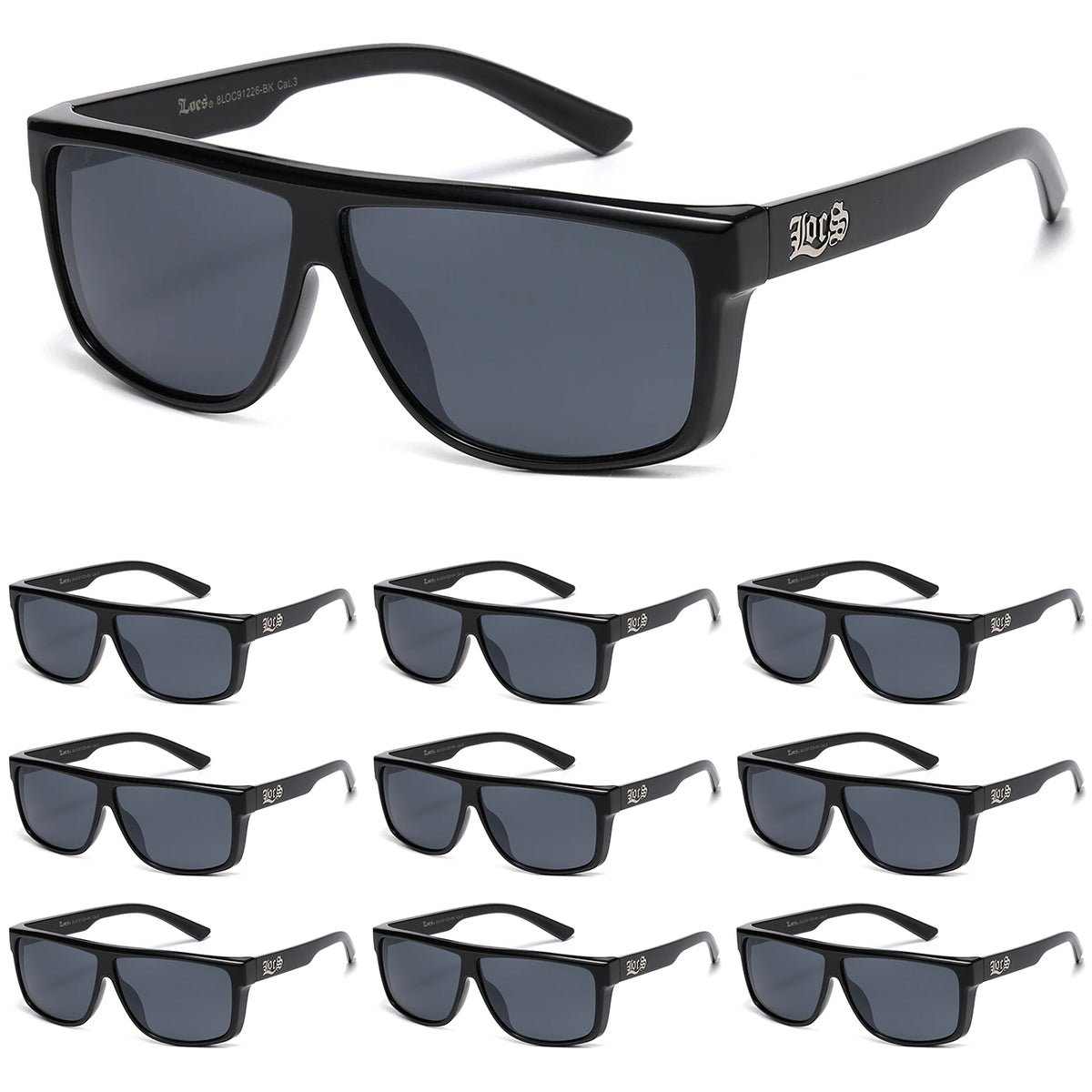 10 PACK Sunglasses in Bulk | LOCS 91226 Black Sunglasses – Godfather Shades