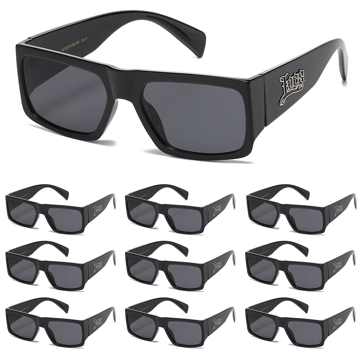 10 PACK Sunglasses in Bulk | LOCS 91229 Black Sunglasses – Godfather Shades