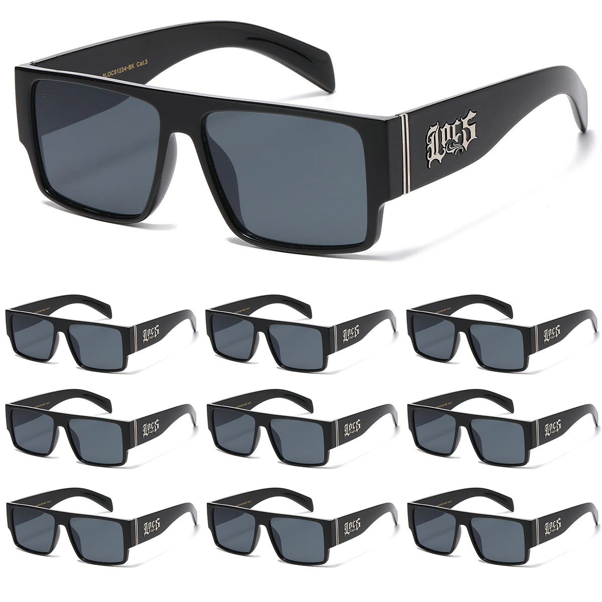 10 PACK Sunglasses in Bulk | LOCS 91234 Black Sunglasses – Godfather Shades